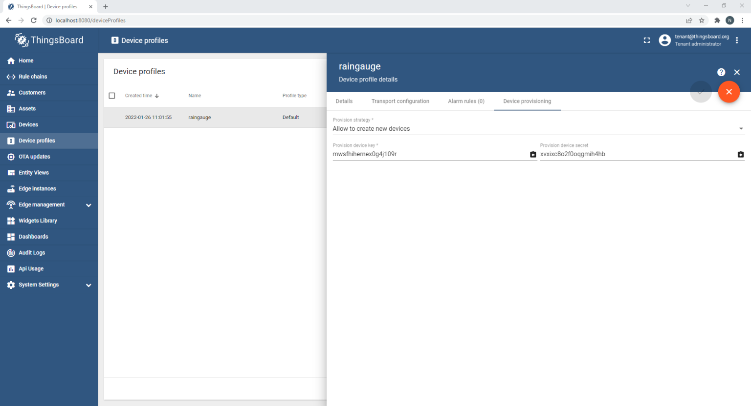 Creating A Thingsboard Server | Rain Sensors